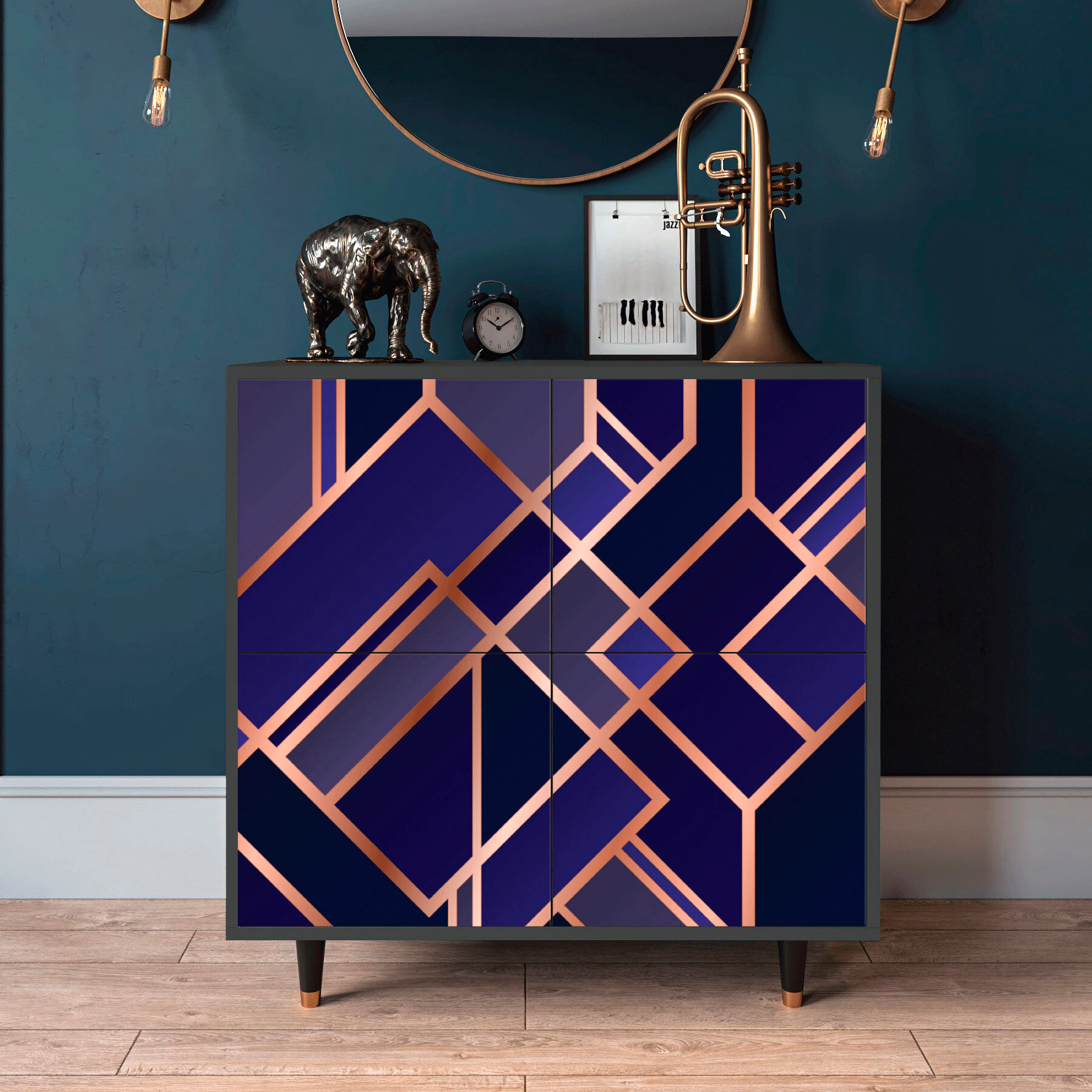 Комод - STORYZ - BS3 Aquamarine Getsby, Размер - 94 x 96 x 48 см, Цвет корпуса - Антрацит