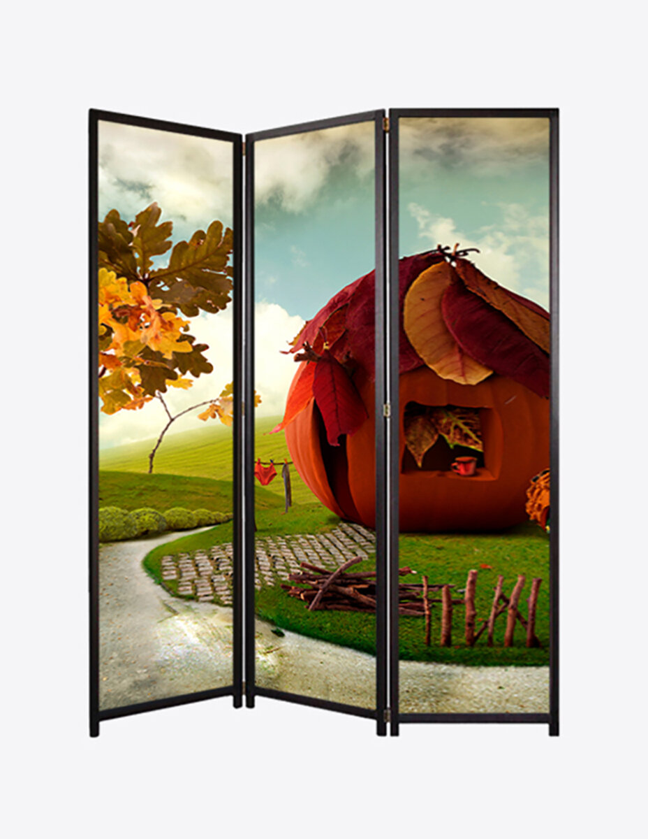 Ширма перегородка секционная складная iDeaLList "Хэллоуин", 3 створки, размер 180x150 см