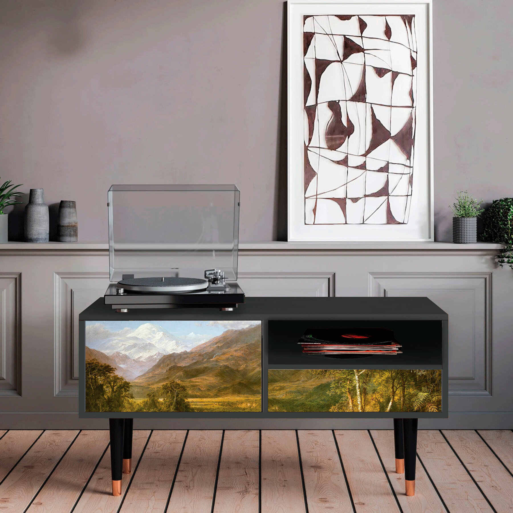ТВ-Тумба - STORYZ - T3 The Heart of the Andes by Frederic Edwin Church, Размер - 115 x 59 x 48 см, Цвет корпуса - , Антрацит