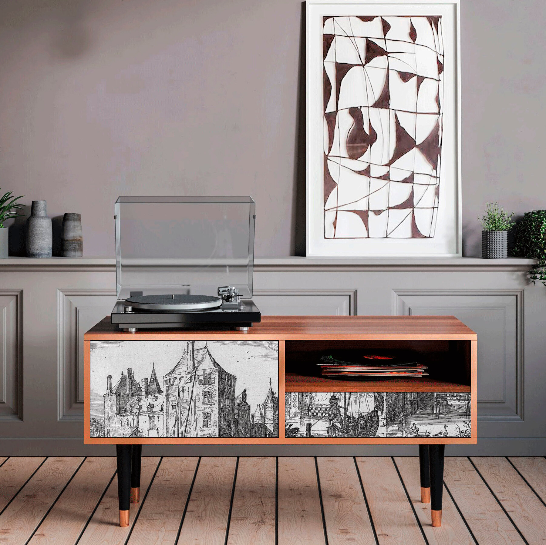 ТВ-Тумба - STORYZ - T3 Castle by Pieter Breugel, Размер - 115 x 59 x 48 см, Цвет корпуса - , Орех
