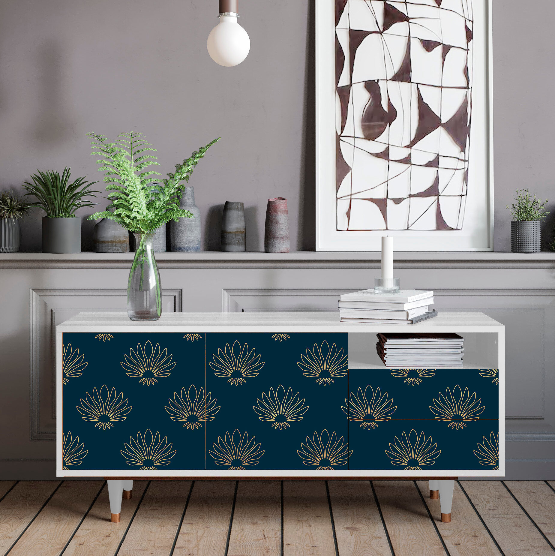 ТВ-Тумба - STORYZ - T7 Blue Lotus, Размер - 125 x 56 x 41 см, Цвет корпуса - , Белый