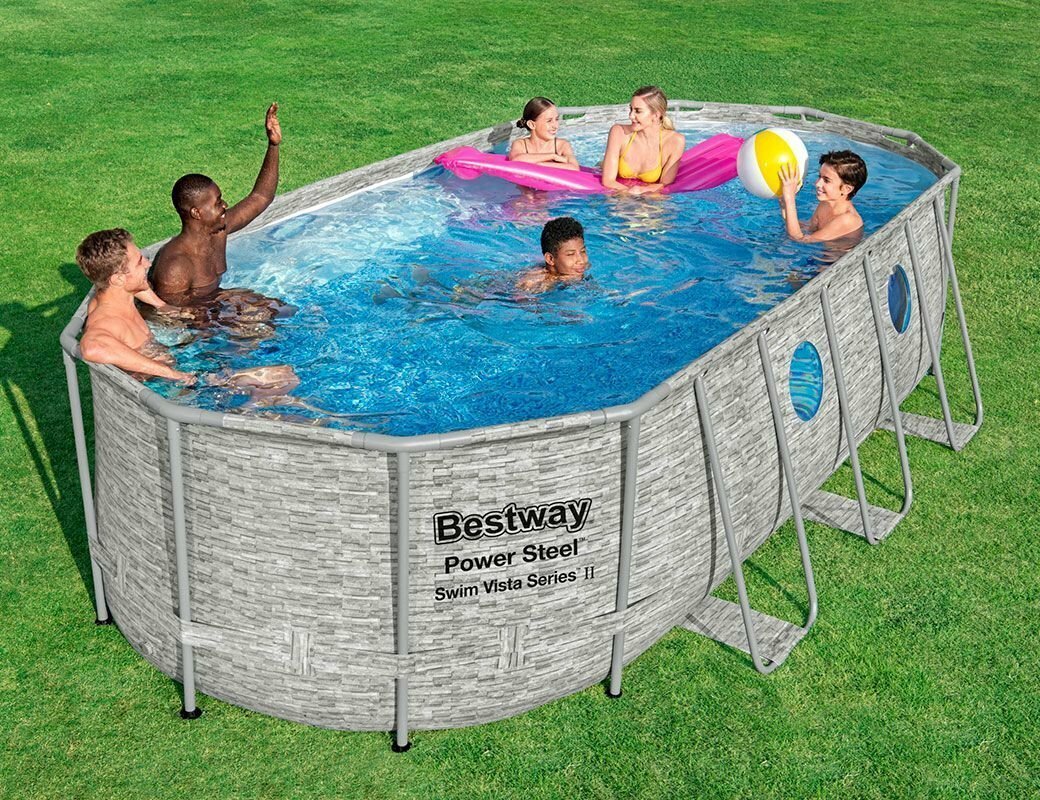 Каркасный бассейн овальный Power Steel Swim Vista Series II + фильтр-насос + аксессуары, 549х274х122 см, BestWay, 56716