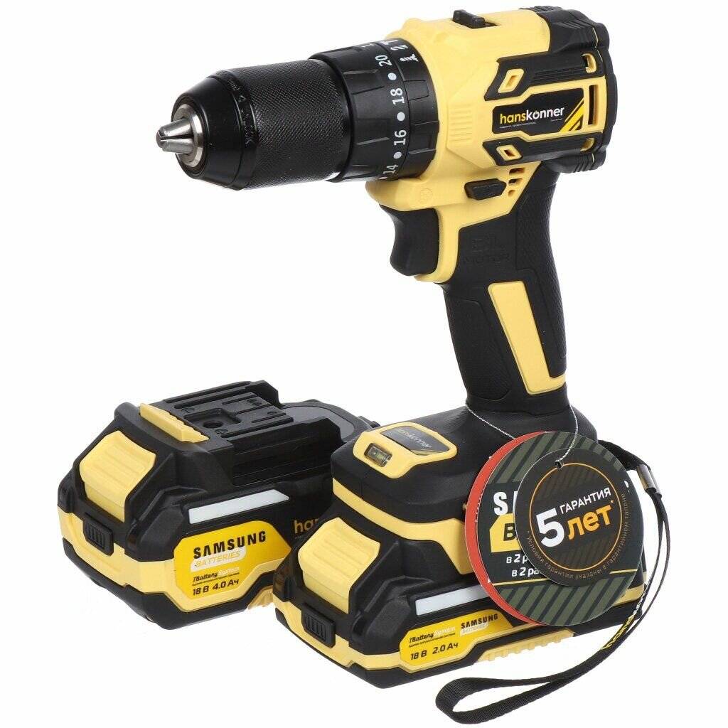 Шуруповерт ударный HANSKONNER HCD2065PRO Регулировка оборотов - Есть Тип инструмента - Аккумуляторный Реверс - Есть