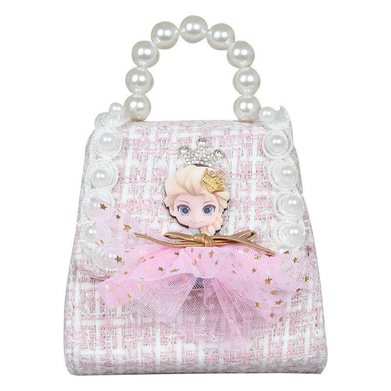 Модная мини-сумочка в корейском стиле для детей с изысканной жемчужной цепочкой и мягким дизайном из PU-кожи в черном, розовом и