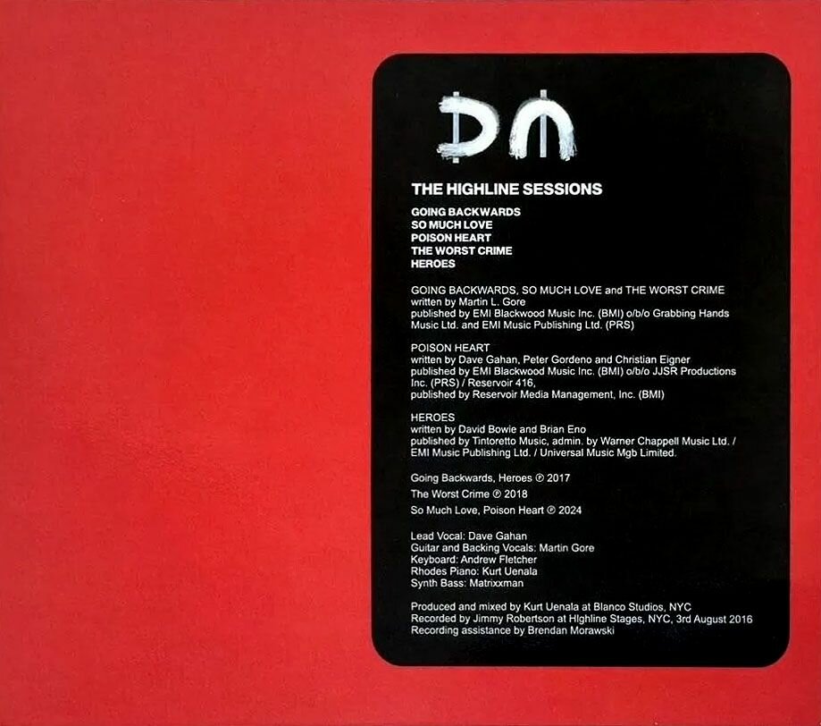 DEPECHE MODE - THE HIGHLINE SESSIONS Spirit Studio New York USA 2016 CD (компакт диск, Digipak)