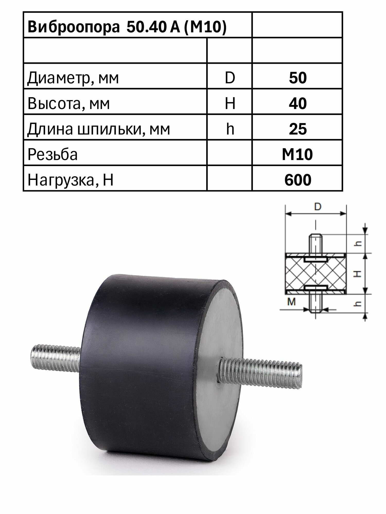 Виброопора 50.40 A (M10)