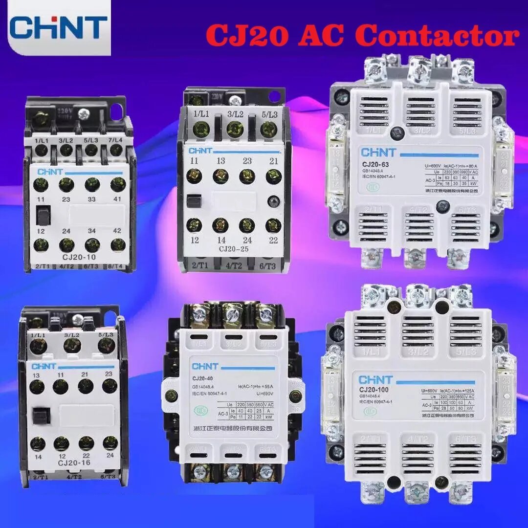 Контактор CHINT CJ20 16А-630А 220В/380В CJ20-100A, 220 В