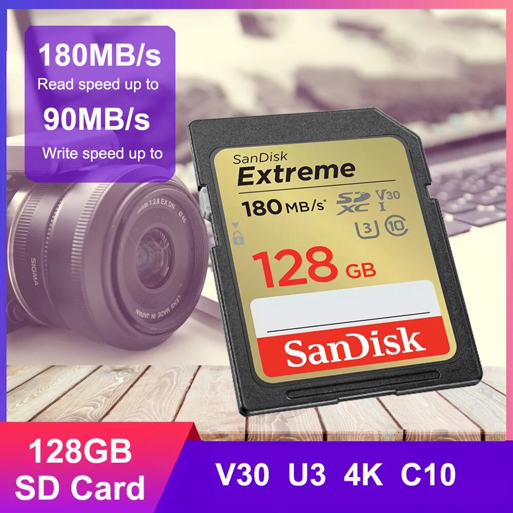 SanDisk Extreme PRO карта памяти 32ГБ/64ГБ/128ГБ/256ГБ Extreme 128GB