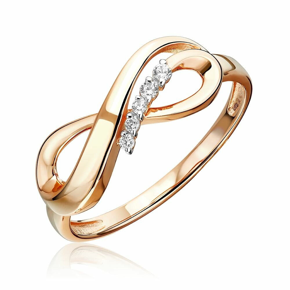 Кольцо, красное золото, 585 проба, фианит