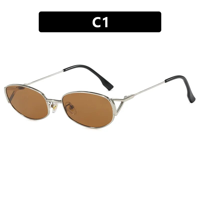 OLOEY Ретро солнцезащитные очки C1-Silver Frame Tea, -1.75