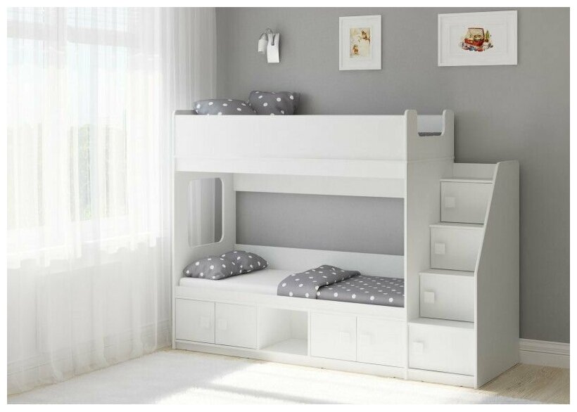 Двухъярусная кровать Легенда D605.3 белый спальное место 190х80 см
