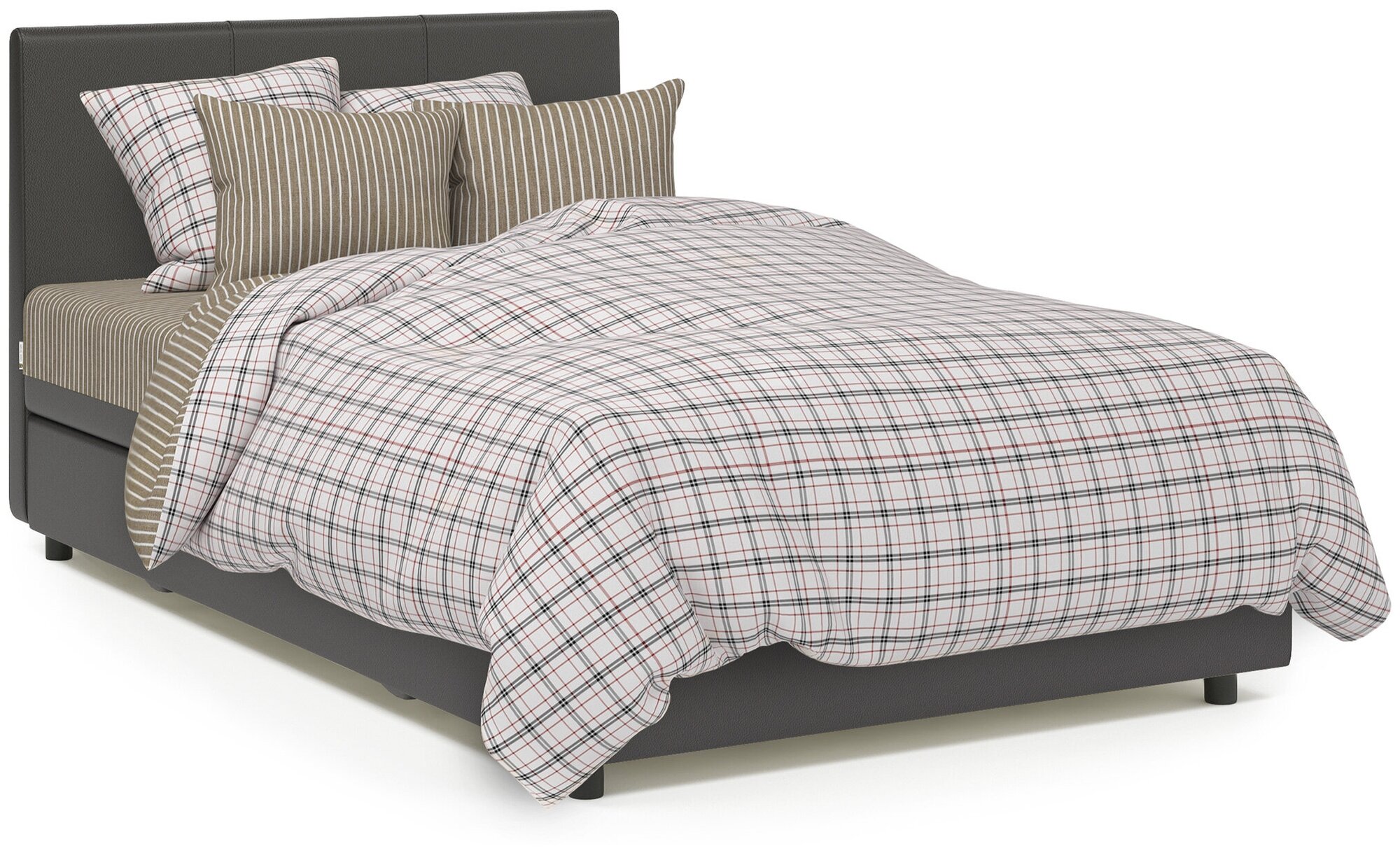 Тахта кровать Классика, 120х198 см, экокожа шоколад и узоры