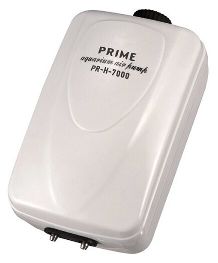 Компрессор PRIME PR-H-7000 двухканальный регулируемый, 10 Вт, 2 х 6 л/мин, для аквариумов глубиной до 120 см, бесшумный (1 шт)