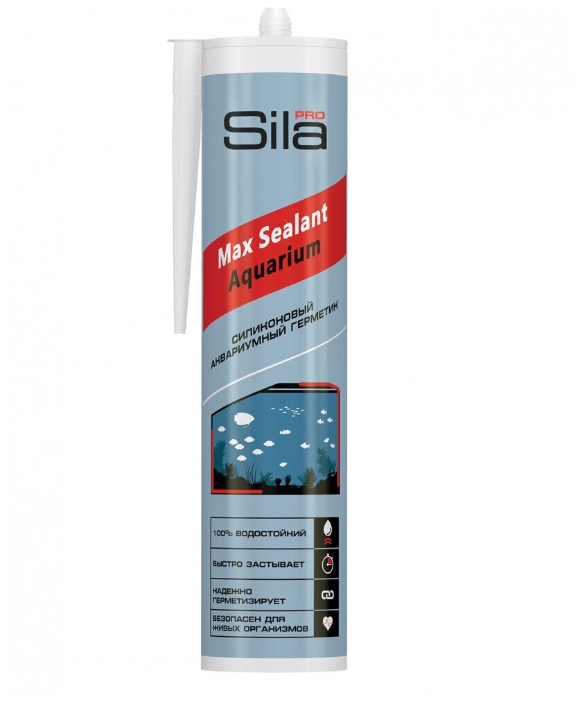 Силиконовый аквариумный герметик Sila PRO Max Sealant, AQ черный, 280 мл AQ2802 для надежного монтажа