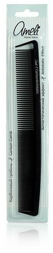 Расческа - гребень для волос Ameli карбоновый , с зубцом для прядей