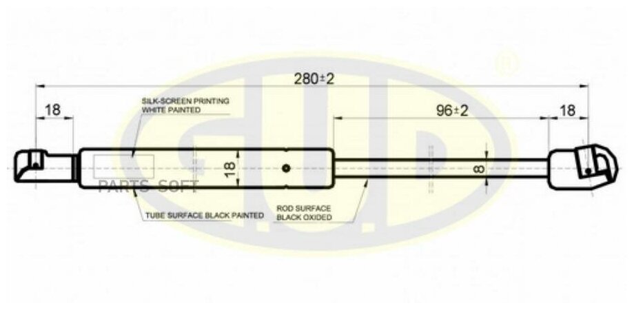 Амортизатор багажника AUDI 80, 80 QUATRO (8C, B4) 08/91-10/94 630N L=280/95,5MM G.U.D арт. GGS020113