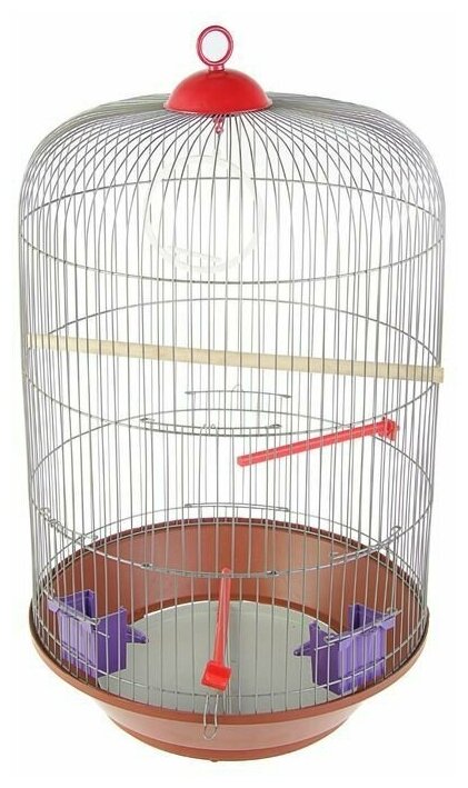 Клетка для птиц круглая, трехярусная сварная, большой поддон, 40 x 77 смцветов
