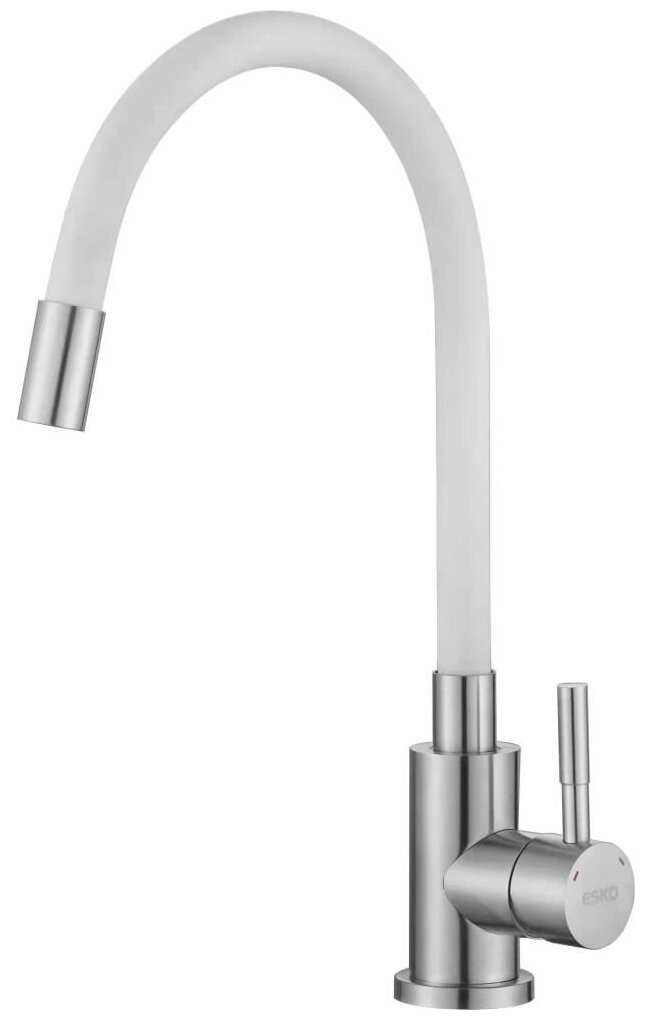 Смеситель для кухни ESKO Snake гибкий излив, белый, нержавеющая сталь K44W