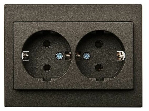 LIREGUS Розетка Двухместная с Заземляющими Контактами Антрацит LIREGUS EPSILON