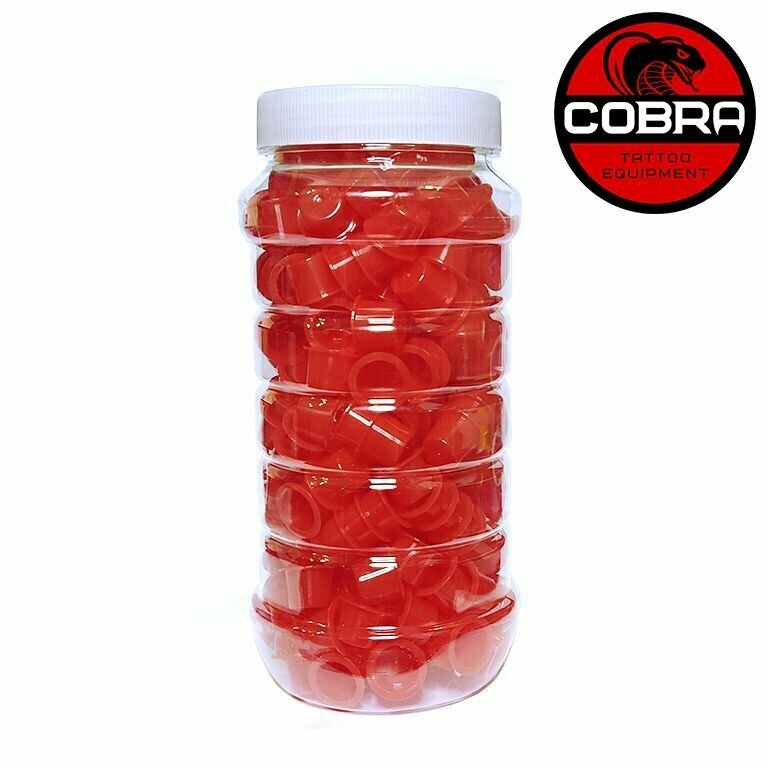 Тату колпачки под краску, eмкости для пигментов, капсы для татуажа в банке Красные 12мм, 250шт