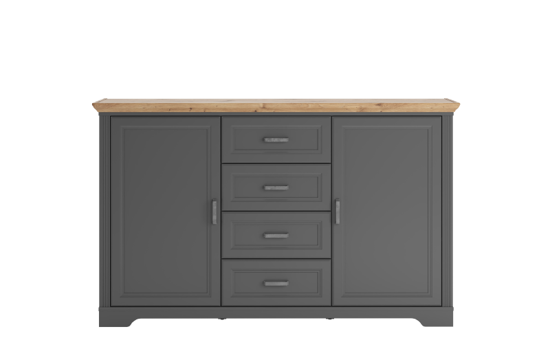 Тумба широкая БРВ JASMIN KOM2D4S Графит/ Дуб артизан ш. 164 см, в. 102 см, гл. 41 см