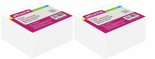 Attache Блок для записей на склейке 9х9х5 белый блок 100 г, 2 уп.