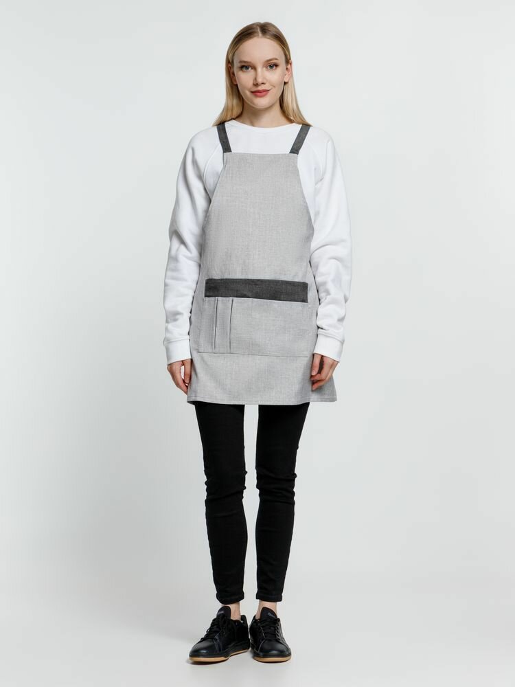 Фартук кухонный женский для художника Settle In, серый подарок девушке женщине маме подруге