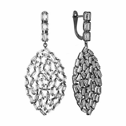 Серьги, серебро, 925 проба, фианит