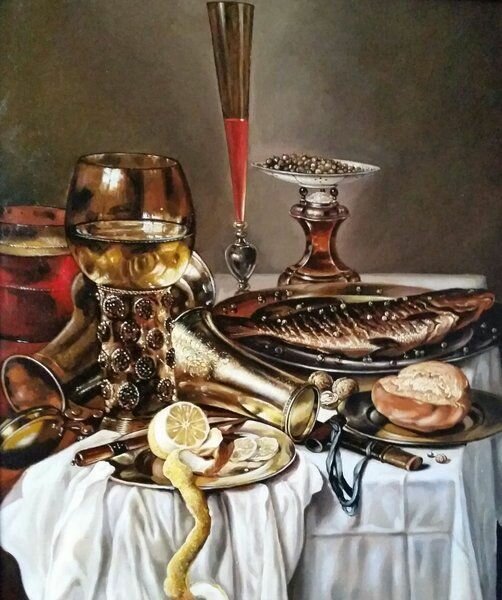 ART-Salon at Oktyabrskaya картина-копия "Завтрак с рыбой" работы Питера Класа 60х50 см, холст/масло