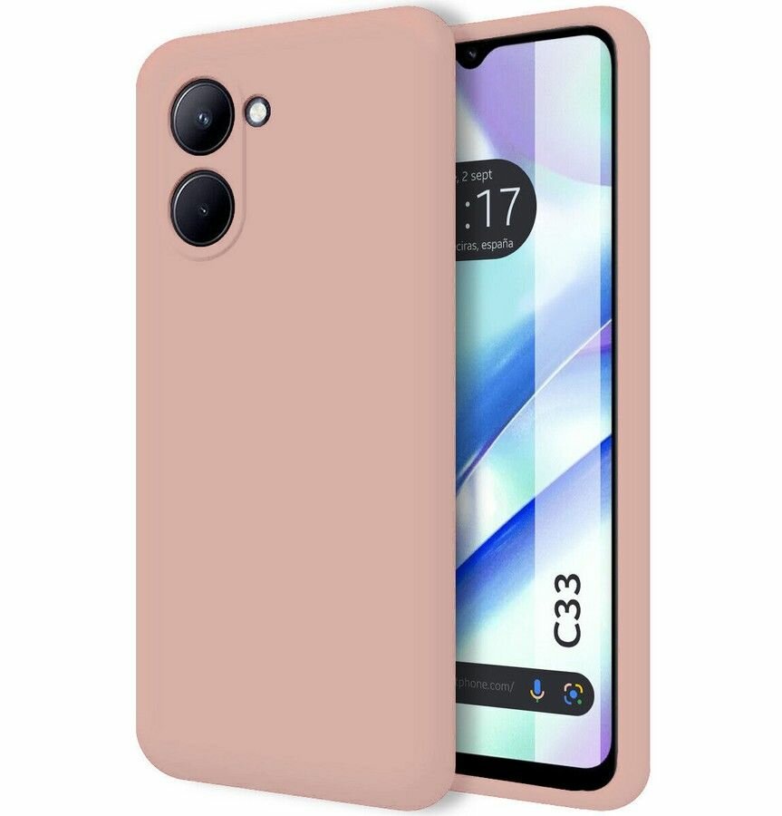 Силиконовая накладка Silky soft-touch для Realme C33 бежевый