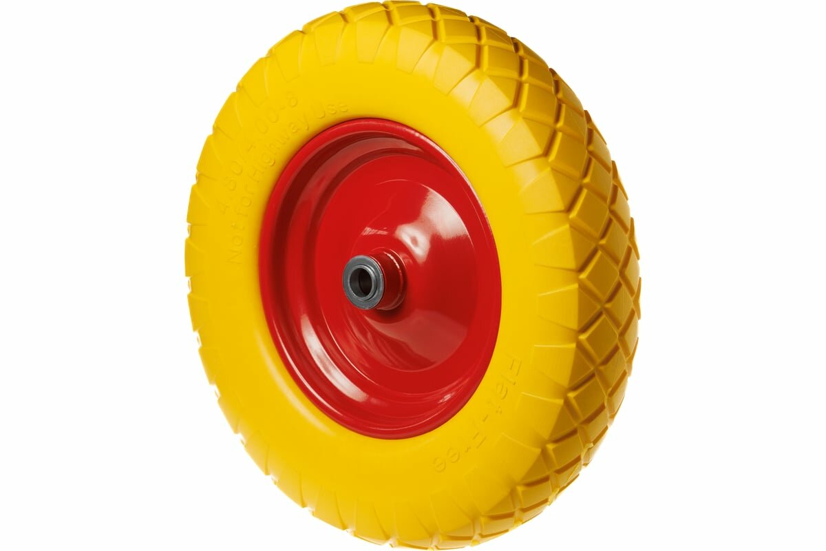 А5 Колесо для тачки / тележки полиуретановое бескамерное 4.00-8, диаметр 380 мм, ось 16 мм, подшипник, PU 3000-16 1005299