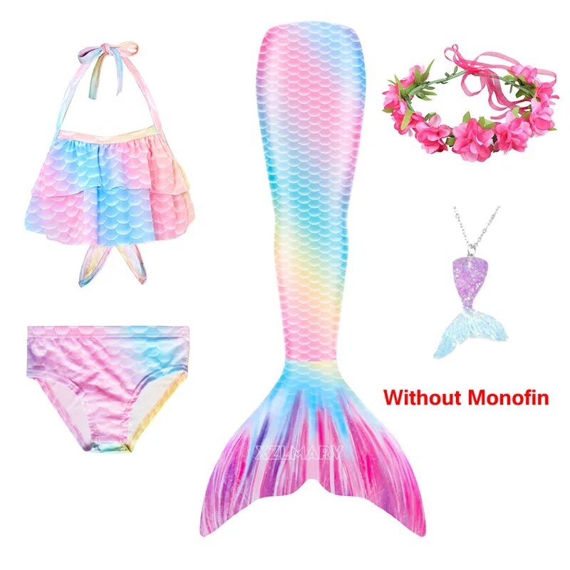 Детское пляжное платье-хвост русалки smvp Girls - 130, 5pcs without fins