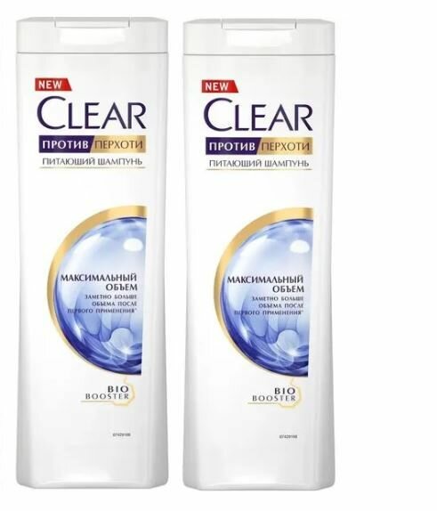 Clear Шампунь Максимальный объем 400 мл, 2 уп