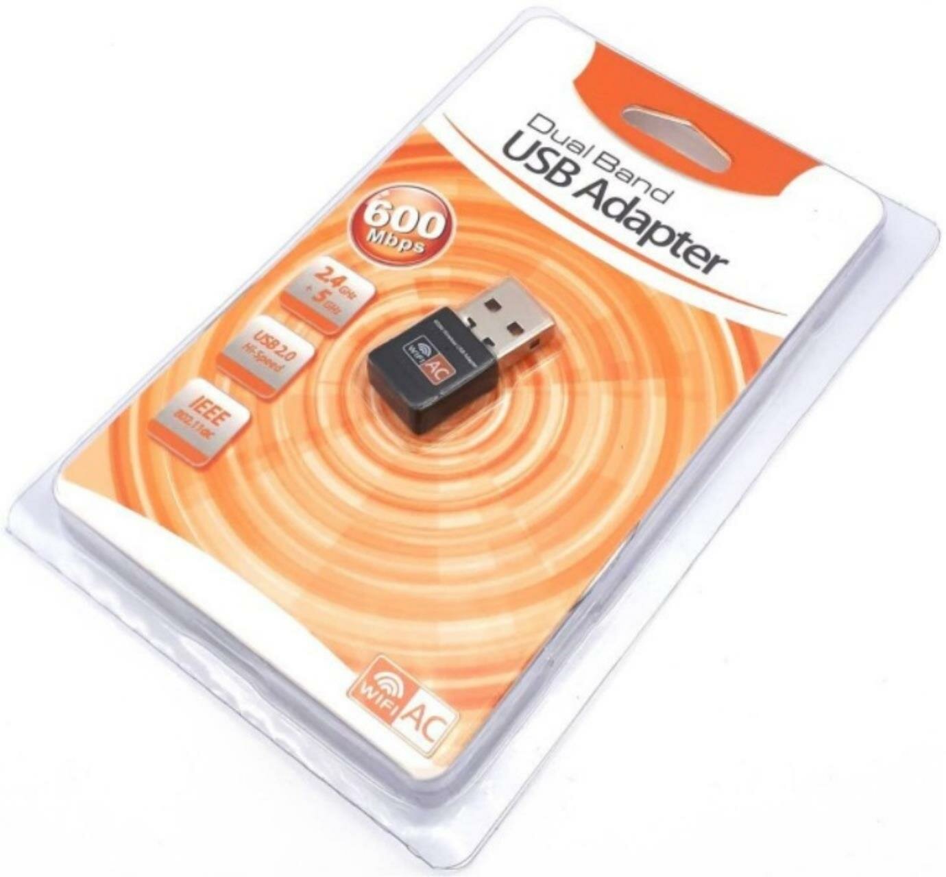 Wi-Fi-адаптер, 2 канала, 600 Мб/с, USB 2.0, глобальная версия, черный