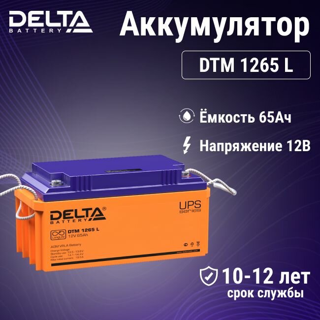 Аккумулятор Battbee Delta, влагозащитный корпус, оранжевый, UPS 12В, 65000мА. ч - 1шт