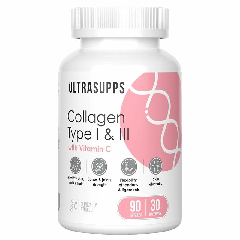 Ultrasupps Коллаген I и III типа капсулы 568мг N90