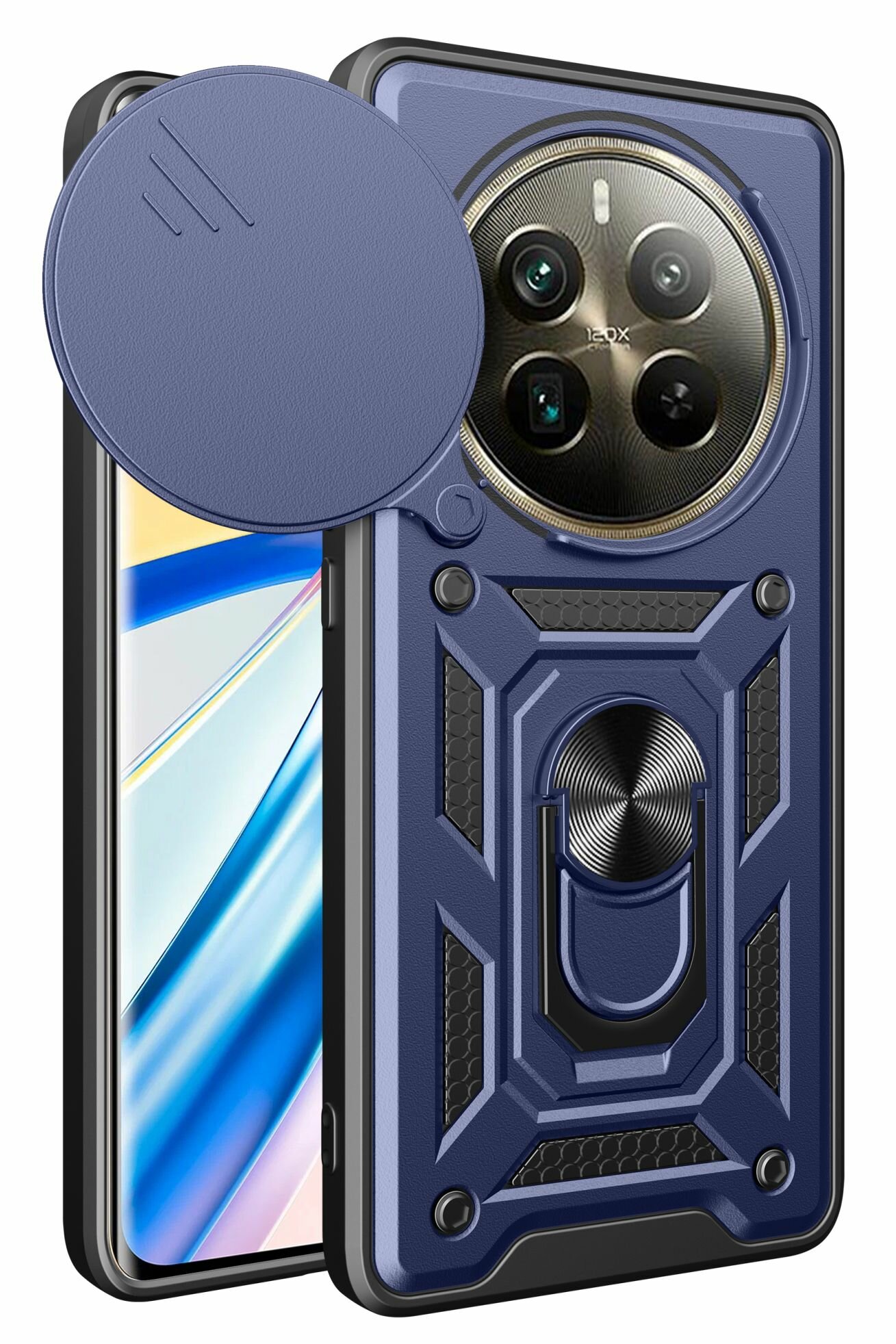 Чехол противоударный armors для Realme 12 4G и Realme 12 Plus / Реалми 12 4G и Реалми 12 Плюс с защитой камеры (Темно-синий)