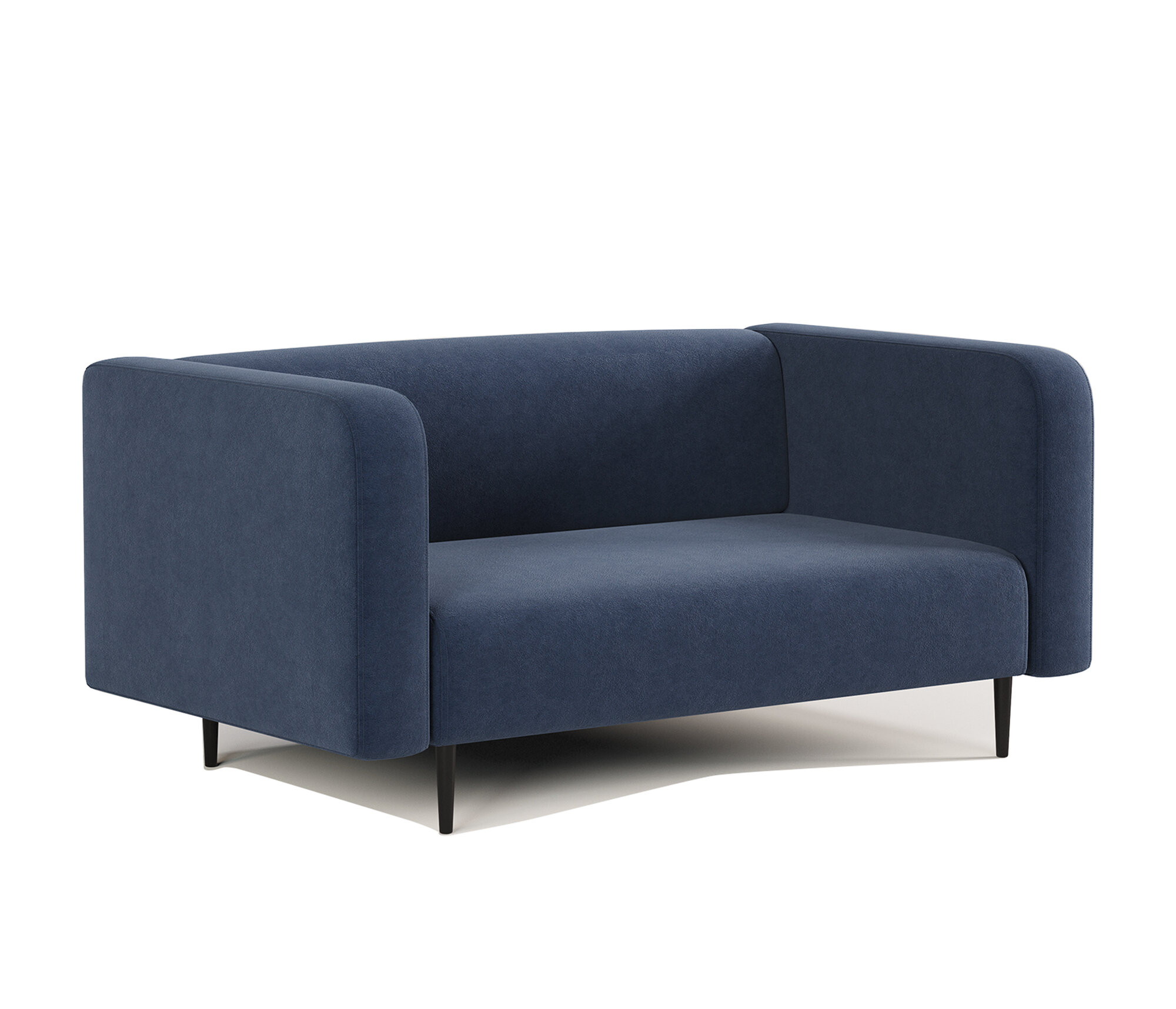 Диван прямой Акцент, велюр, синий, Офисный, на кухню, в коридор, в прихожую, в салон красоты, на ножках, 134х67х78 см