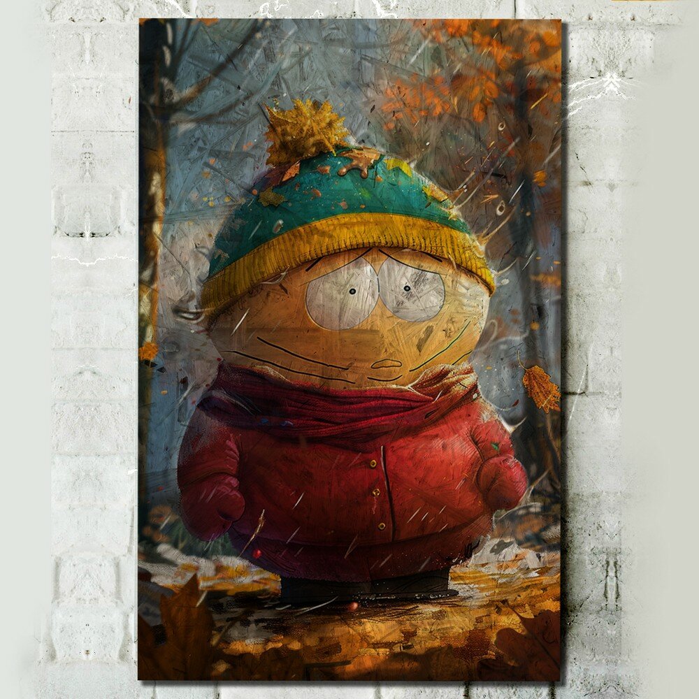 Картина интерьерная на рельефной доске мультфильм Южный парк (Картман, South park, осень) - 15777 В