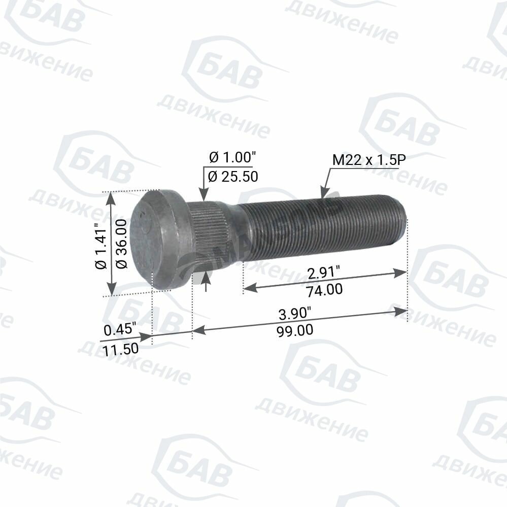 Болт колеса M22x1,5х110/99/71 Volvo/RVI 900.003 MANSONS