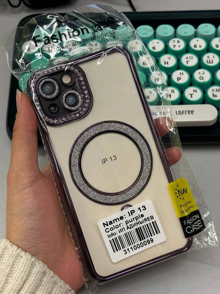 Чехол О'кейси, для iPhone 13, MagSafe, со стразами, защита камеры