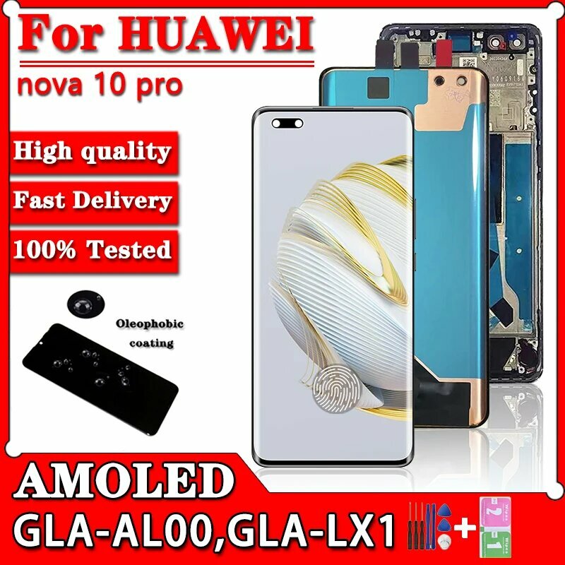 6,78-дюймовый экран AMOLED Nova 10 Pro для Huawei nova 10 pro, ЖК-дисплей GLA-AL00, GLA-LX1, дигитайзер сенсорного экрана в сборе