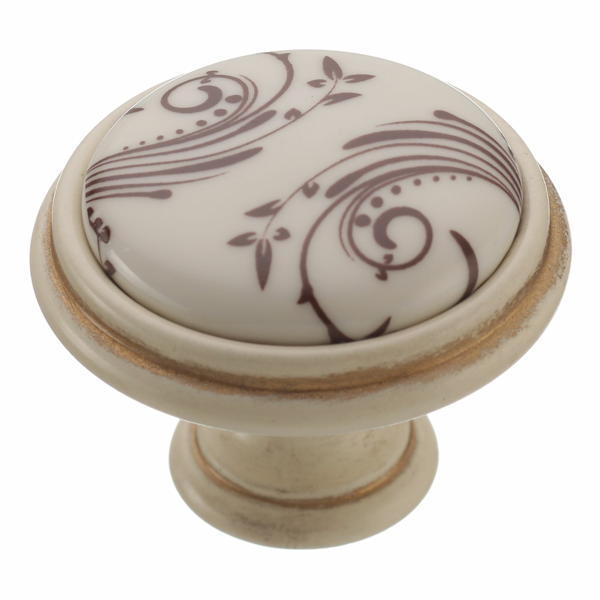 Ручка мебельная кнопка GIUSTI LINEA ROMANTIC P77.01. H2. T5Gвинтажное белое золото