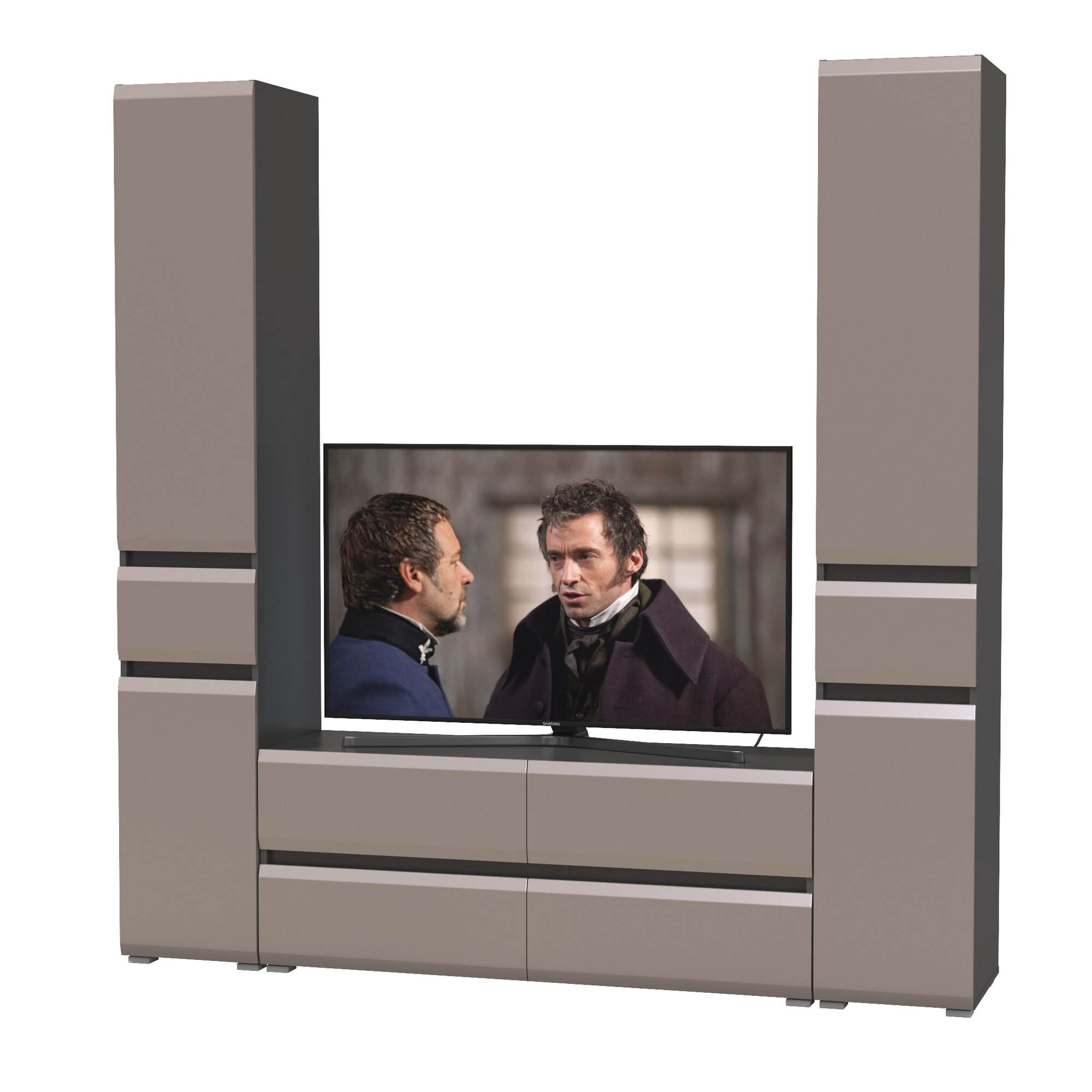 Гостиная Моби Сидней № 17, цвет антрацит/МДФ веллюто капучино, 199,9х41,3х205,2 см.