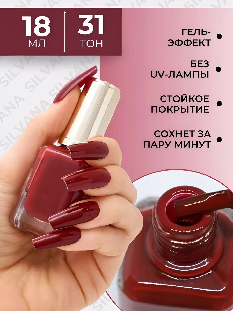 Лак для ногтей с эффектом гелевого покрытия Silvana 18ml