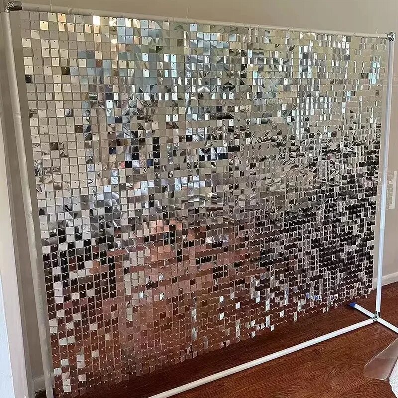 Золотая блестящая настенная панель 4х6 футов 12 Pcs(30x30cm), Mirror silver