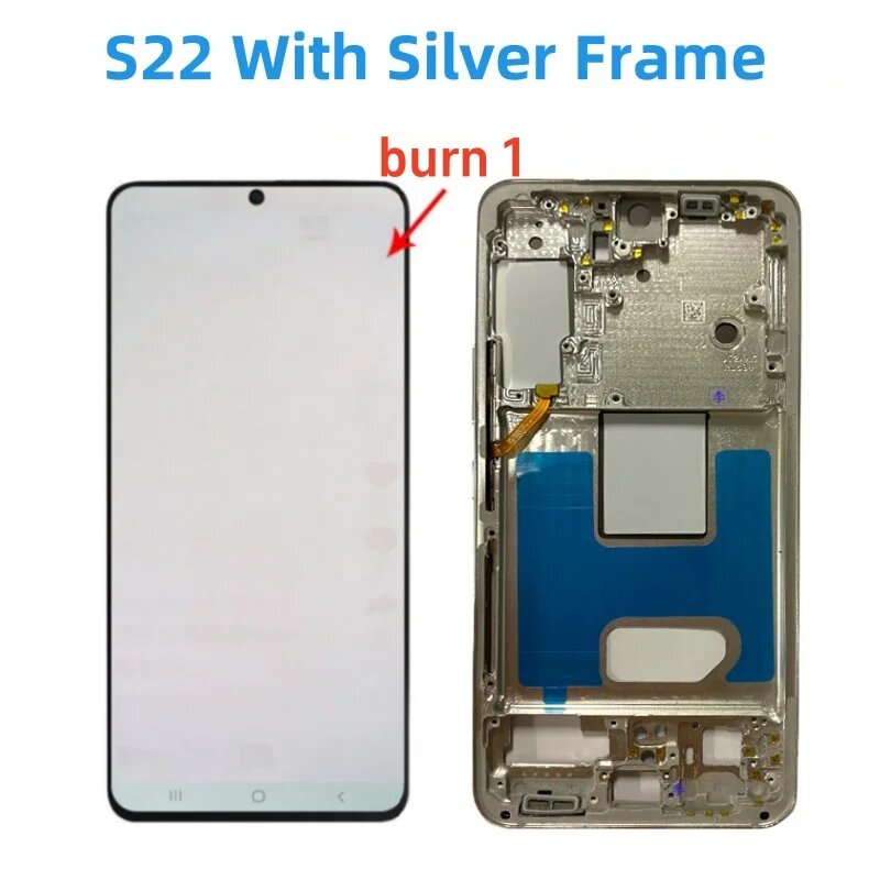Дисплей Super AMOLED для Samsung Galaxy S22 5G S901U S901B S901B/DS, сенсорный Burn Silver Frame
