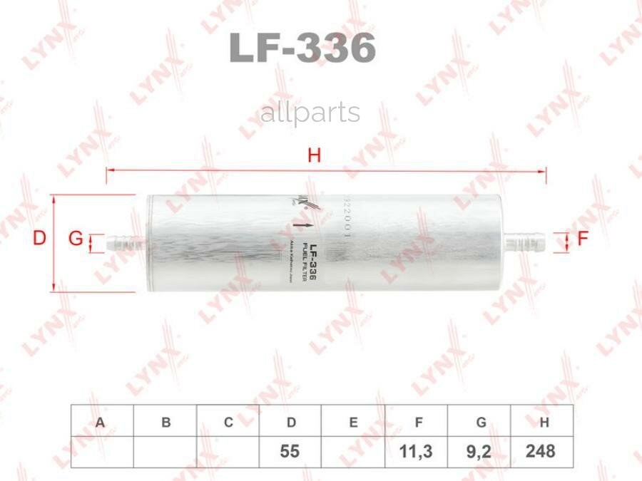 LYNXAUTO LF-336 Фильтр топливный AUDI A4 2.0D-3.0D 07> / A5 2.0D-3.0D 08-17 / A6 2.0D-3.0D 10-18 / A7 3.0D 10-17 / A