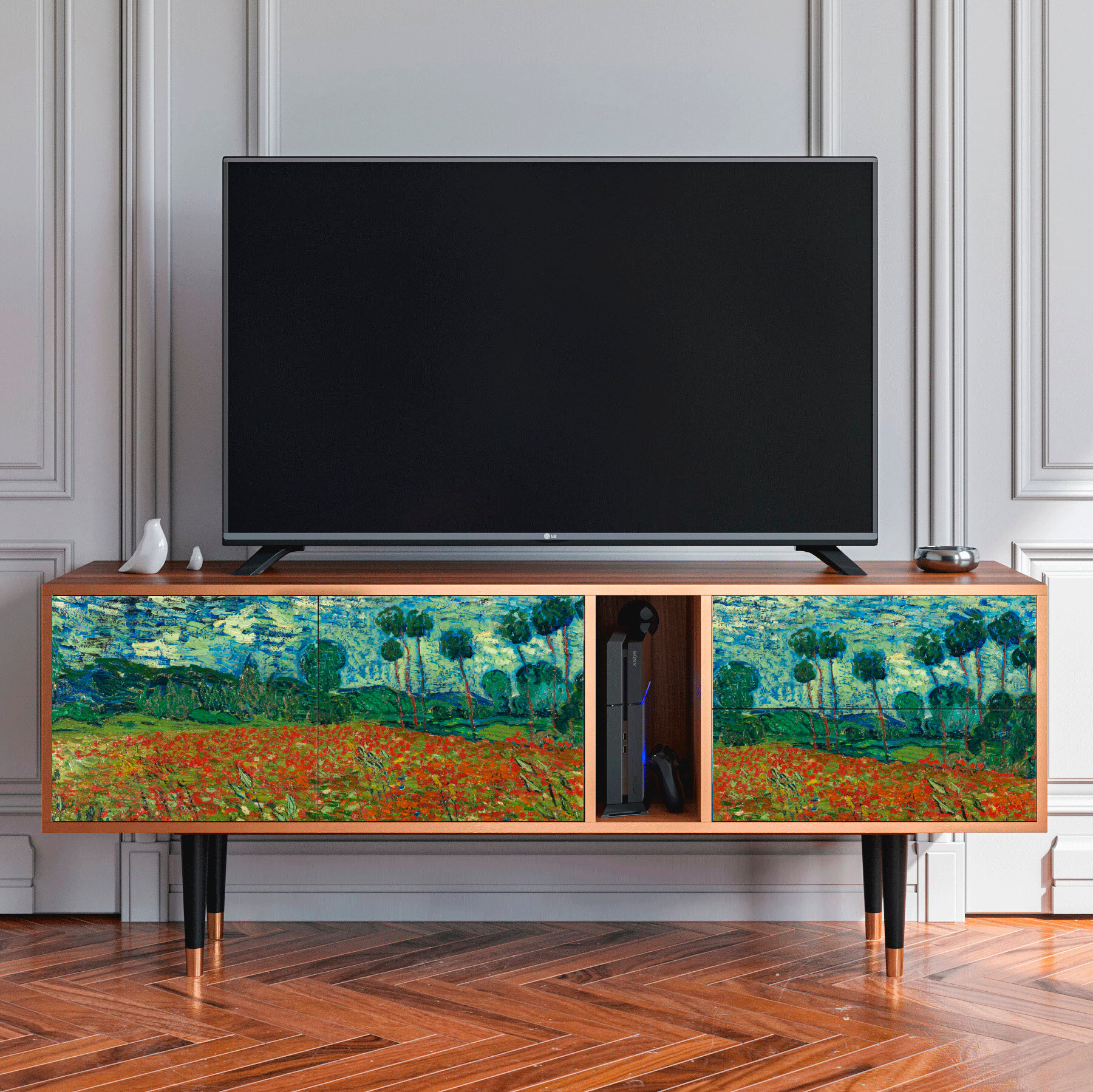 ТВ-Тумба - STORYZ - T1 Poppy field by Vincent van Gogh, Размер - 170 x 69 x 48 см, Цвет корпуса - , Орех