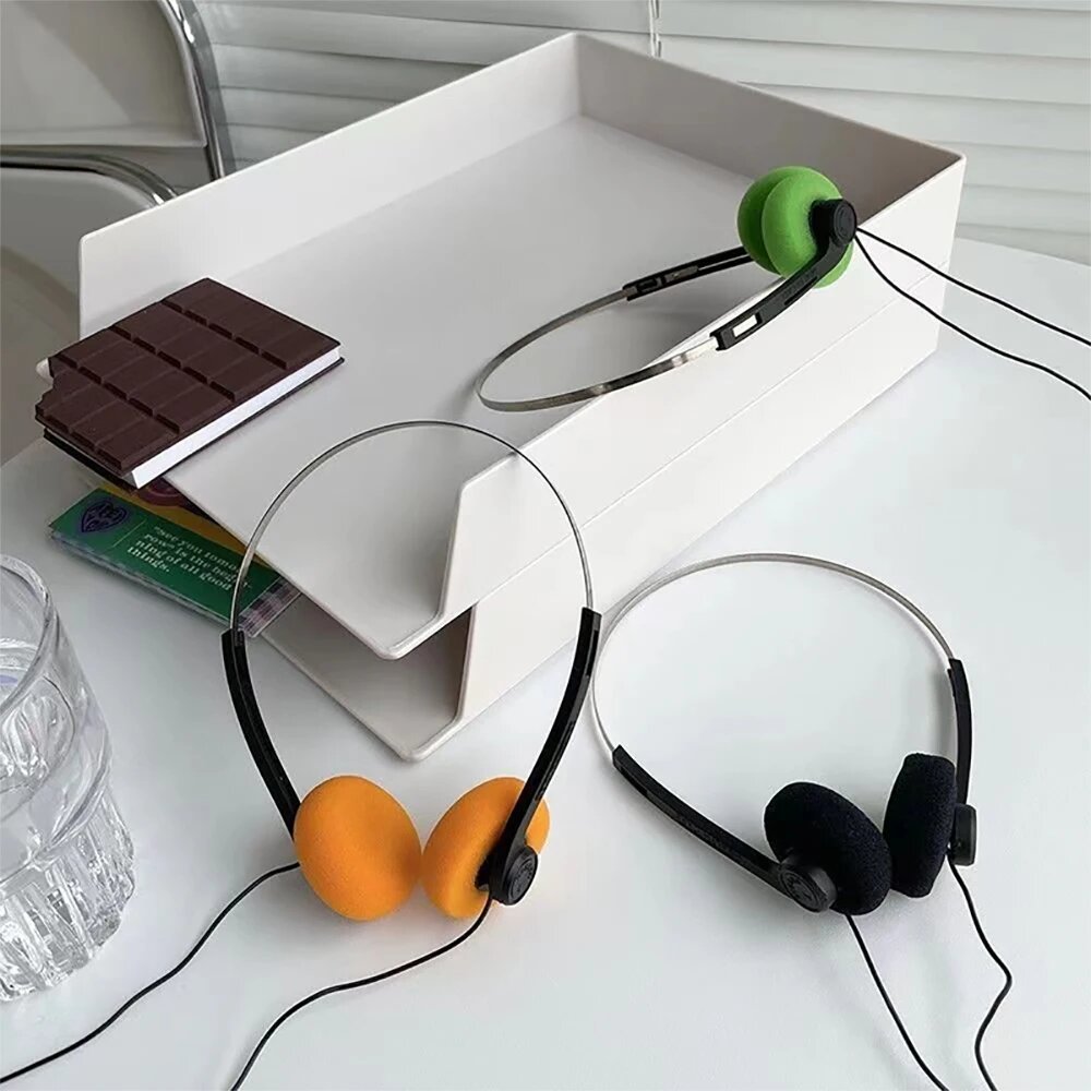 INS проводные ретро наушники MP3 Walkman черные/оранжевые ABS+ПВХ